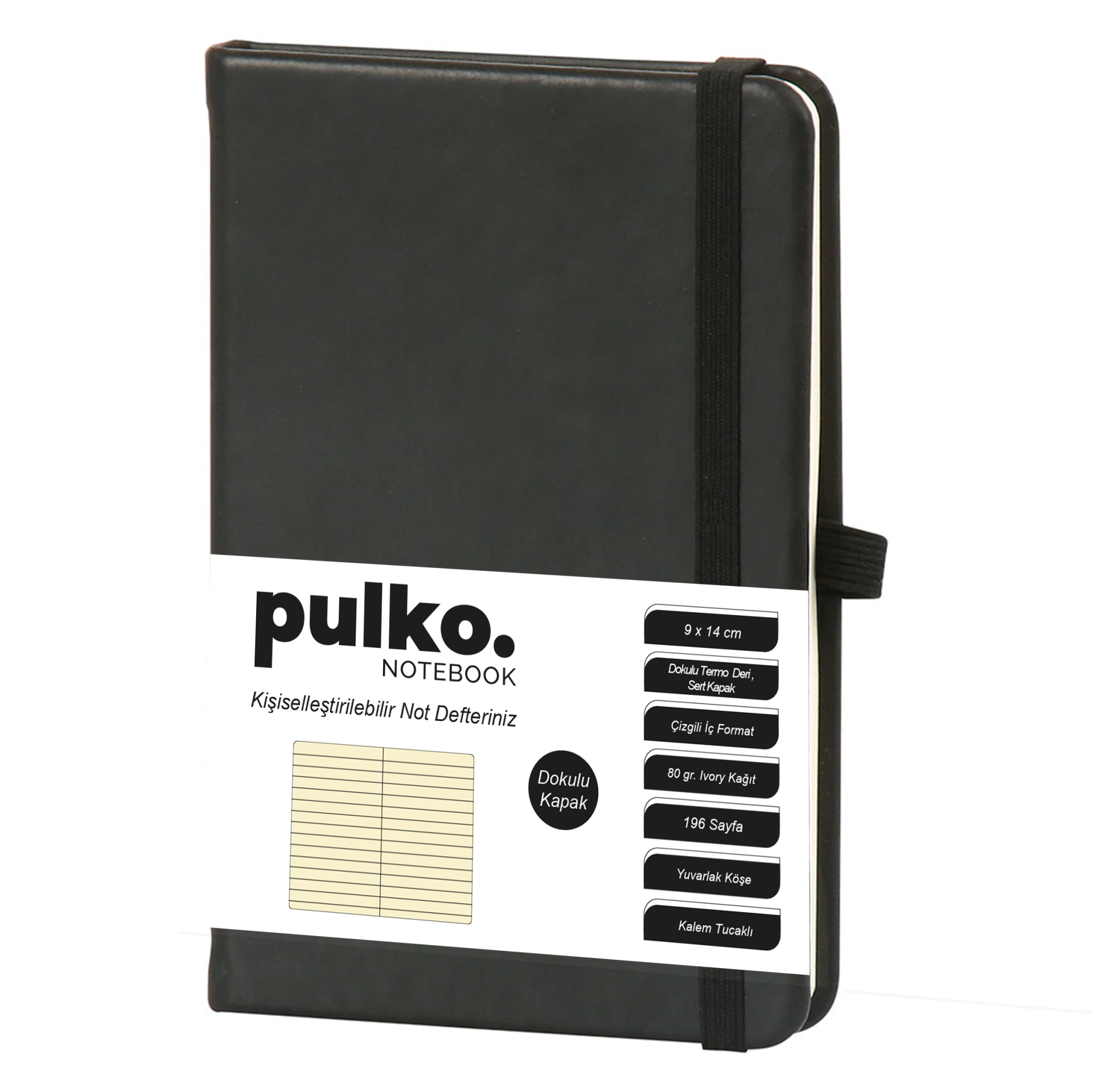 PULKO Notebook Not Defteri, (9x14cm), Termo Deri, Dokulu Sert Kapak ...