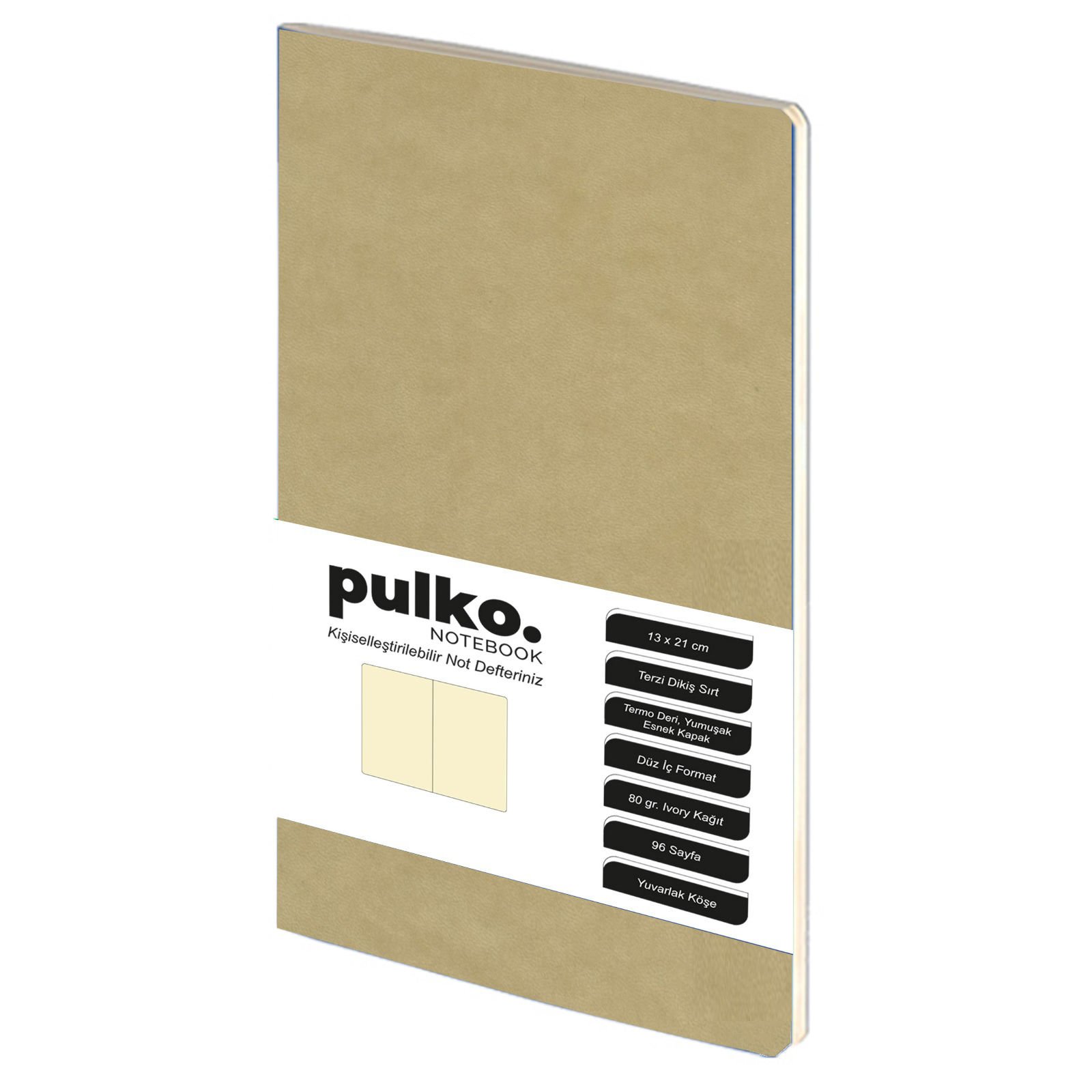 PULKO Notebook Not Defteri, (13x21cm), Terzi Dikiş, 96 Sayfa,
