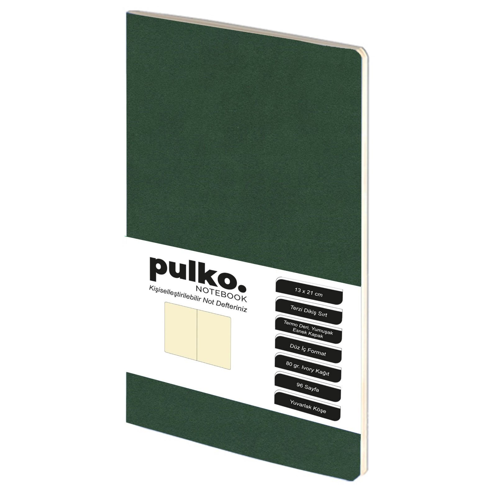 PULKO Notebook Not Defteri, (13x21cm), Terzi Dikiş, 96 Sayfa,
